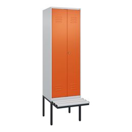 C+P PSA Doppel-Spind Classic PLUS, Bank, 2 Abteile, 2120x600x815mm, 7035/2004 Verschluss Zylinderschloss Sitzbanktyp auskragend Material Sitzfl&auml;che Ku (0800427-20P|S10092)