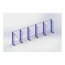META Kragarmregal Atlas ST doppelseitig 5 Ständer 2000 x 500 x 5400 mm Tiefe + 2 x 5 Arme enzianblau (97840)