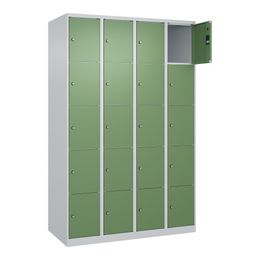 C+P Schlie&szlig;fachschrank Classic PLUS, 4 Abteile, 1850x1200x500mm, 7035/6011 Innenh&ouml;he Gefach oben (oberes 365 mm Front RAL 6011 Resedagr&uuml;n ; C + P M&ouml;be (080000-405|S10006)