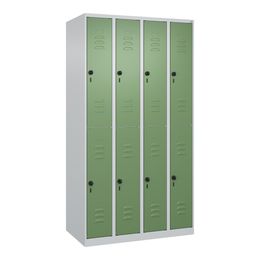 C+P Doppelstock-Spind Classic PLUS, 4 Abteile, 1850x1000x500mm, 7035/6011 Verschluss Sicherheits-Drehriegel ; C + P Möbelsysteme (080300-49|S10006)