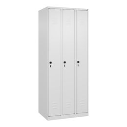 C+P Spind Classic PLUS, 3 Abteile, 1850x750x500mm, 9016/9016 Verschluss Sicherheits-Drehriegel 3 Garderobenhaken ; C + P M&ouml;belsysteme (080000-39|S10012)