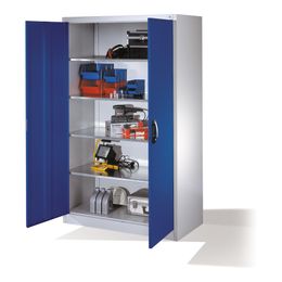 C+P Werkzeugschrank mit Drehtüren, innen 4 Böden, H1950xB1200xT600mm Front Enzianblau Korpus Lichtgrau ; C + P Möbelsysteme (8932-00|S10599)