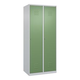 C+P W&auml;sche-Spind Classic PLUS, 2 Abteile, 1850x800x500mm, 7035/6011 Verschluss Zylinderschloss ; C + P M&ouml;belsysteme (080000-22B|S10019)