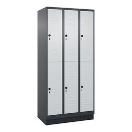 C+P Doppelstock-Spind Classic PLUS, Sockel, 3 Abteile, 1950x900x500mm, 7016/7035 Front RAL 7035 Lichtgrau ; C + P M&ouml;belsysteme (080320-30|S10013)