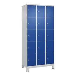 C+P Schlie&szlig;fachschrank Classic PLUS, F&uuml;&szlig;e, 3 Abteile, 1950x900x500mm, 7035/5010 Innenh&ouml;he Gefach oben (oberes 365 mm Front RAL 5010 Enzianblau ; C + P (080010-305|S10003)