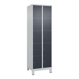 C+P Schlie&szlig;fachschrank Classic PLUS, F&uuml;&szlig;e, 2 Abteile, 1950x600x500mm, 7035/7016 Innenh&ouml;he Gefach oben (oberes 365 mm Front RAL 7016 Anthrazitgrau ; C (080010-205|S10008)