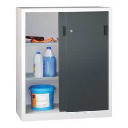 Pavoy Schiebetürenschrank H1200 x B1000 x T600, Böden gepulvert, Korpus Lichtgrau/ Front Anthrazitgrau (30301-100-601-735716)