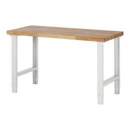 Rau Werkbank mit einstellbarer Arbeitshöhe und Massiv-Arbeitsplatte 1500x700x790-1140 mm (03-7000-1-157BR4H-Z.12)