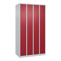 C+P Spind Classic PLUS, 4 Abteile, 1850x1000x500mm, 7035/3003 Verschluss Zylinderschloss 3 Garderobenhaken ; C + P M&ouml;belsysteme (080000-49|S10023)