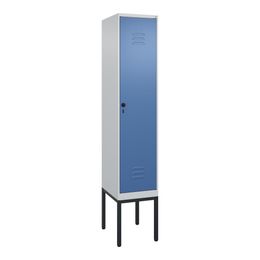 C+P Spind Classic PLUS, Gestell, 1 Abteil, 2120x400x500mm, 7035/5023 Verschluss Sicherheits-Drehriegel 4 Garderobenhaken ; C + P M&ouml;belsysteme (0800307-12|S10005)