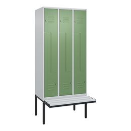 C+P Z-Spind Classic PLUS, Bank, 6 F&auml;cher, 2120x900x815mm, 7035/6011 Verschluss Zylinderschloss Sitzbanktyp auskragend Material Sitzfl&auml;che Kunststoff ; (0800437-306|S10051)