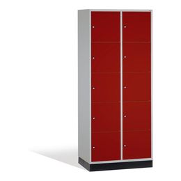 C+P Schließfachschrank Intro XL, 10 Fächer, H1950xB820xT600mm Front Rubinrot Korpus Lichtgrau ; C + P Möbelsysteme (8570-203|S10003)