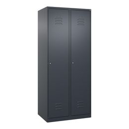 C+P Spind Classic PLUS, 2 Abteile, 1850x800x500mm, 7016/7016 Verschluss Zylinderschloss 4 Garderobenhaken Trennwand mittig ; C + P M&ouml;belsysteme (080000-22F|S10020)
