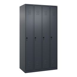 C+P Spind Classic PLUS, 4 Abteile, 1850x1000x500mm, 7016/7016 Verschluss Sicherheits-Drehriegel 3 Garderobenhaken ; C + P M&ouml;belsysteme (080000-49|S10010)