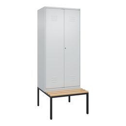 C+P PSA Doppel-Spind Classic PLUS, Bank, 2 Abteile, 2120x800x815mm, 7035/7035 Verschluss Zylinderschloss Sitzbanktyp untergebaut Material Sitzfläche B (0800527-22P|S10053)