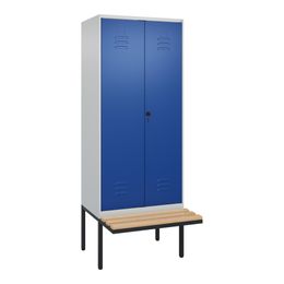 C+P PSA Doppel-Spind Classic PLUS, Bank, 2 Abteile, 2120x800x815mm, 7035/5010 Verschluss Sicherheits-Drehriegel Sitzbanktyp auskragend Material Sitzfl (0800427-22P|S10003)