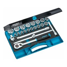 Hazet Steckschl&uuml;ssel-Satz 900AZ Vierkant hohl 12,5 mm (1/2 Zoll) Au&szlig;en-Doppel-Sechskant-Tractionsprofil Anzahl Werkzeuge: 23)