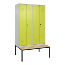 C+P PSA Doppel-Spind Classic PLUS, Bank, 4 Abteile, 2120x1200x815mm, 7035/0024 Verschluss Sicherheits-Drehriegel Sitzbanktyp untergebaut Material Sitz (0800527-40P|S10010)