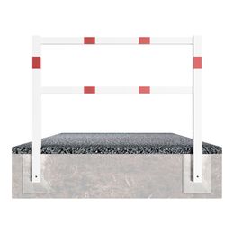 Schake Wegesperren 1,50m + Knieholm, wei&szlig;, beschichtet, + rot reflektierenden Leuchtstreifen kpl. verschwei&szlig;t (4016_15B)