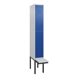 C+P Doppelstock-Spind Classic PLUS, Bank, 1 Abteil, 2120x300x815mm, 7035/5010 Verschluss Zylinderschloss Sitzbanktyp auskragend Material Sitzfl&auml;che Ku (0803407-10|S10018)