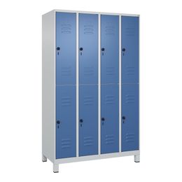 C+P Doppelstock-Spind Classic PLUS, F&uuml;&szlig;e, 4 Abteile, 1950x1200x500mm, 7035/5023 ; C + P M&ouml;belsysteme (080310-40|S10005)