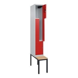 C+P Z-Spind Classic PLUS, Bank, 2 F&auml;cher, 2120x300x815mm, 7035/3020 Verschluss Zylinderschloss Sitzbanktyp untergebaut Material Sitzfl&auml;che Buche-Harth (0800537-102|S10017)