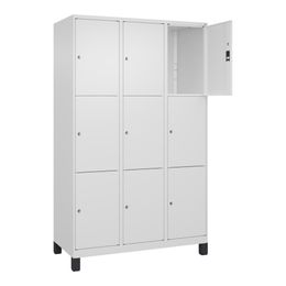 C+P Schlie&szlig;fachschrank Classic PLUS, F&uuml;&szlig;e, 3 Abteile, 1950x1200x500mm, 9016/9016 Innenh&ouml;he Gefach oben (oberes 599 mm Front RAL 9016 Verkehrswei&szlig; ; C (080010-323|S10017)