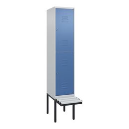 C+P Doppelstock-Spind Classic PLUS, Bank, 1 Abteil, 2120x400x815mm, 7035/5023 Verschluss Zylinderschloss Sitzbanktyp auskragend Material Sitzfl&auml;che Ku (0803407-12|S10020)