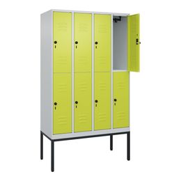 C+P Doppelstock-Spind Classic PLUS, Gestell, 4 Abteile, 2120x1200x500mm, 7035/00 Verschluss Sicherheits-Drehriegel Front 1108060 RDS Viridingr&uuml;n ; C + (0803307-40|S10010)