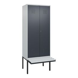 C+P PSA Doppel-Spind Classic PLUS, Bank, 2 Abteile, 2120x800x815mm, 7035/7016 Verschluss Zylinderschloss Sitzbanktyp auskragend Material Sitzfl&auml;che Ku (0800427-22P|S10023)
