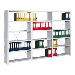 Regalwerk Standard B&uuml;roregal, Anbaufeld lichtgrau RAL 7035, mit Vollblechw&auml;nden, 7 Stahlfachb&ouml;den, Fachlast 150 kg, BxT xH 1005x600x2325 mm (B3-56611-60)