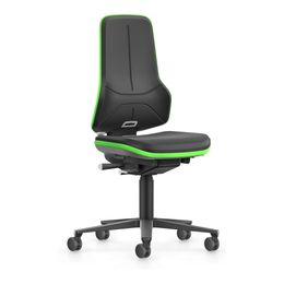 bimos Arbeitsstuhl Neon XXL bis 180 kg mit Rollen, Integralschaum, Flexband grün, Sitz 470-640 mm (9575-2000-3280)