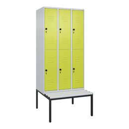 C+P Doppelstock-Spind Classic PLUS, Bank, 3 Abteile, 2120x900x815mm, 7035/0024 Verschluss Sicherheits-Drehriegel Sitzbanktyp untergebaut Material Sitz (0803507-30|S10115)