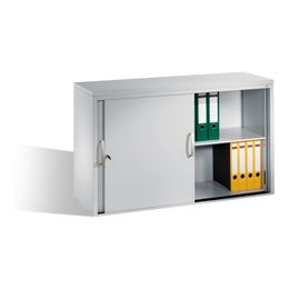 C+P Akten-Sideboard Acurado mit Schiebetüren, 2 x 2 Ordnerhöhen, H720xB1200xT400mm Front Lichtgrau Korpus Lichtgrau ; C + P Möbelsysteme (5723-00|S00027)