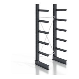 STIER Kragarmregal schraubbar einseitig 1 Feld mit 5 Ebenen 1280x3150x800mm (906866)