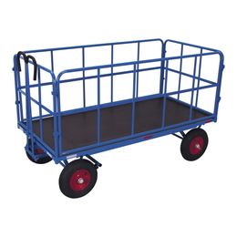 VARIOFIT Handpritschenwagen mit 4 Rohrgitterw&auml;nden Luftbereifung 1.940 x 940 mm Traglast 1.000 kg (zu-45202)