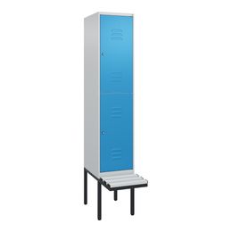 C+P Doppelstock-Spind Classic PLUS, Bank, 1 Abteil, 2120x400x815mm, 7035/5012 Verschluss Zylinderschloss Sitzbanktyp auskragend Material Sitzfl&auml;che Ku (0803407-12|S10019)