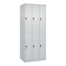 C+P Doppelstock-Spind Classic PLUS, 3 Abteile, 1850x750x500mm, 7035/7035 Verschluss Sicherheits-Drehriegel ; C + P M&ouml;belsysteme (080300-39|S10008)