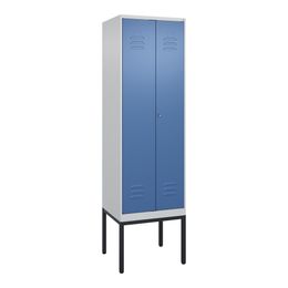 C+P Schwarz-Weiß-Spind Classic PLUS, Gestell, 2 Abteile, 2120x600x500mm, 7035/50 Front RAL 5023 Fernblau Verschluss Zylinderschloss ; C + P Möbelsyste (0800327-20|S10020)