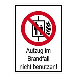 EICHNER Verbotsschild Aufzug im Brandfall nicht benutzen 13,1 x 18,5 cm langnachleuchtend (9225-10821-013)