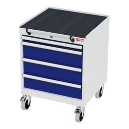 STIER Mobiler Schubladenschrank mit 4 Schubladen BxTxH 600x575x790 mm lichtgrau/enzianblau (905041)