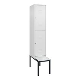 C+P Doppelstock-Spind Classic PLUS, Bank, 1 Abteil, 2120x400x815mm, 9016/9016 Verschluss Zylinderschloss Sitzbanktyp untergebaut Material Sitzfl&auml;che K (0803507-12|S10029)