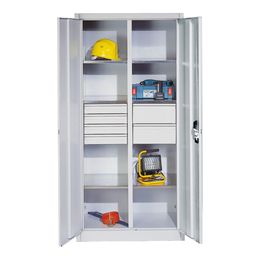 C+P Werkzeugschrank mit Dreht&uuml;ren, 6 B&ouml;den, 6 Sch&uuml;be, H1950xB930xT500mm Front Lichtgrau Korpus Lichtgrau ; C + P M&ouml;belsysteme (8921-3041|S10151)