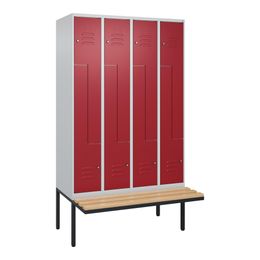 C+P Z-Spind Classic PLUS, Bank, 8 F&auml;cher, 2120x1200x815mm, 7035/3003 Verschluss Zylinderschloss Sitzbanktyp auskragend Material Sitzfl&auml;che Buche-Harth (0800437-408|S10016)