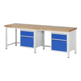 Rau Werkbank höhenverstellbar 8152A1, B2500xT700xH840-1040mm, 2x Schublade-TA, 2x Tür (03-8152A1-257B4H.11)