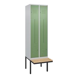 C+P Z-Spind Classic PLUS, Bank, 4 F&auml;cher, 2120x600x815mm, 7035/6011 Verschluss Zylinderschloss Sitzbanktyp auskragend Material Sitzfl&auml;che Buche-Hartho (0800437-204|S10021)