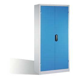 C+P Schwerlastschrank mit Dreht&uuml;ren, 4 B&ouml;den und 3 Sch&uuml;be, H1950xB930xT500mm Front Lichtblau Korpus Lichtgrau ; C + P M&ouml;belsysteme (8921-523|S10074)