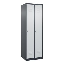 C+P Spind Classic PLUS, 2 Abteile, 1850x600x500mm, 7016/7035 Verschluss Zylinderschloss 3 Garderobenhaken ; C + P M&ouml;belsysteme (080000-20|S10024)