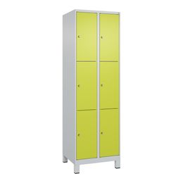 C+P Schlie&szlig;fachschrank Classic PLUS, F&uuml;&szlig;e, 2 Abteile, 1950x600x500mm, 7035/0024 Innenh&ouml;he Gefach oben (oberes 599 mm Front 1108060 RDS Viridingr&uuml;n ; C (080010-203|S10008)