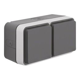 Berker SCHUKO-Doppelsteckdose Klappdeck. lichtgrau 47753525)